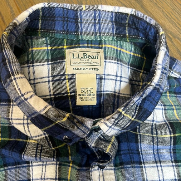 L.L. Bean | Shirts | Ll Bean Bluegreen Scotch Plaid Flannel Shirt 2xltall Slightly Fitted | Poshmark